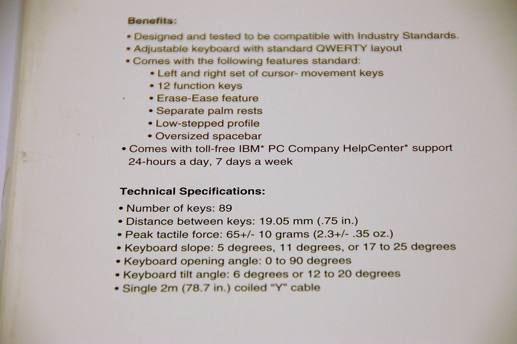 1994 Options for IBM model M15 (ergonomic) 13H6689 02 NOV 94 NEW ...