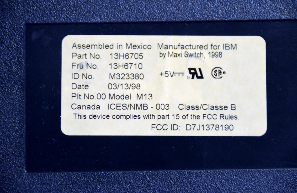 1998 IBM model M13 trackpoint (13H6705) 03/13/98 – ClickyKeyboards